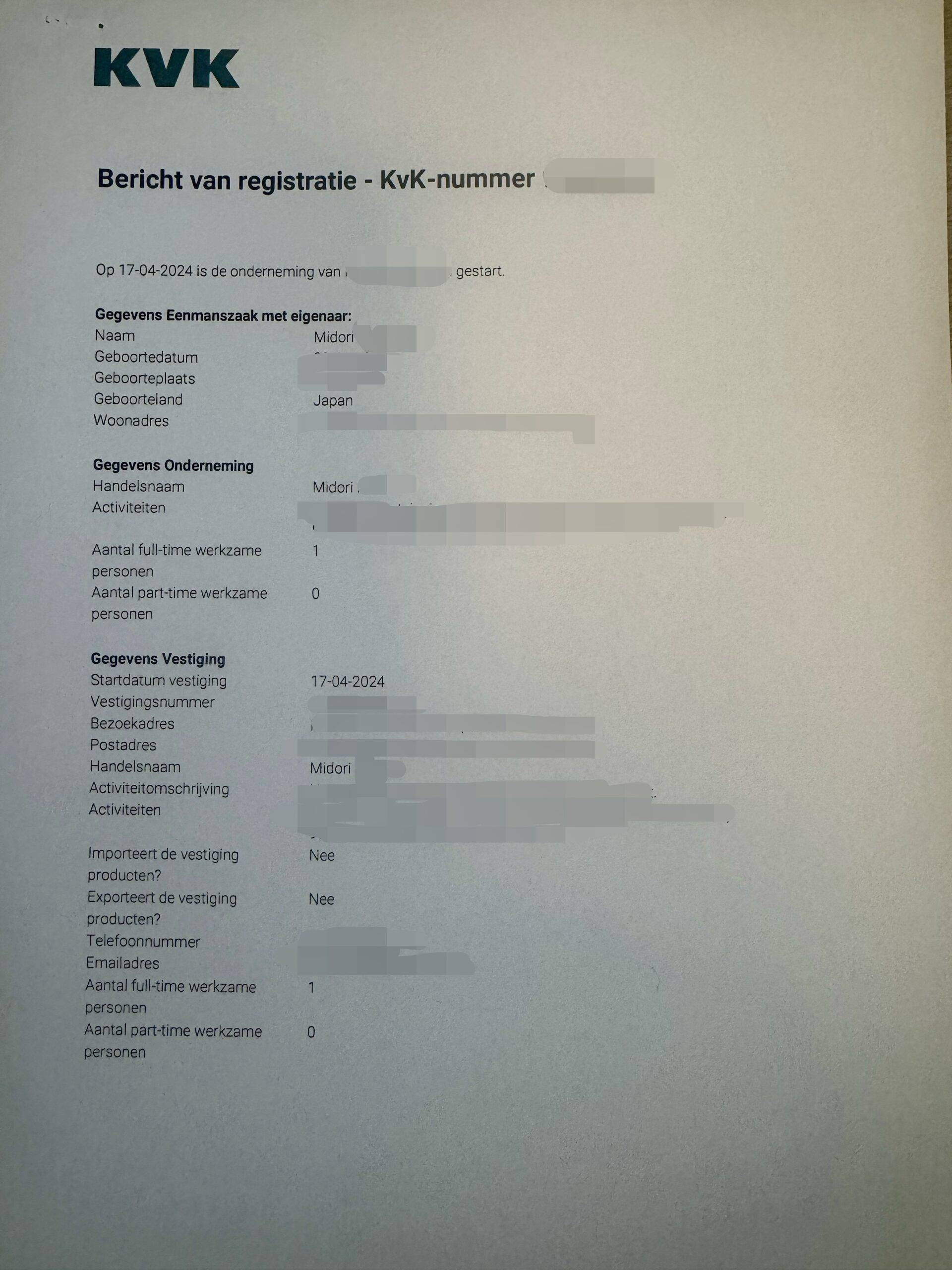 KVKの予約と事業登録 | Hello I am Midori